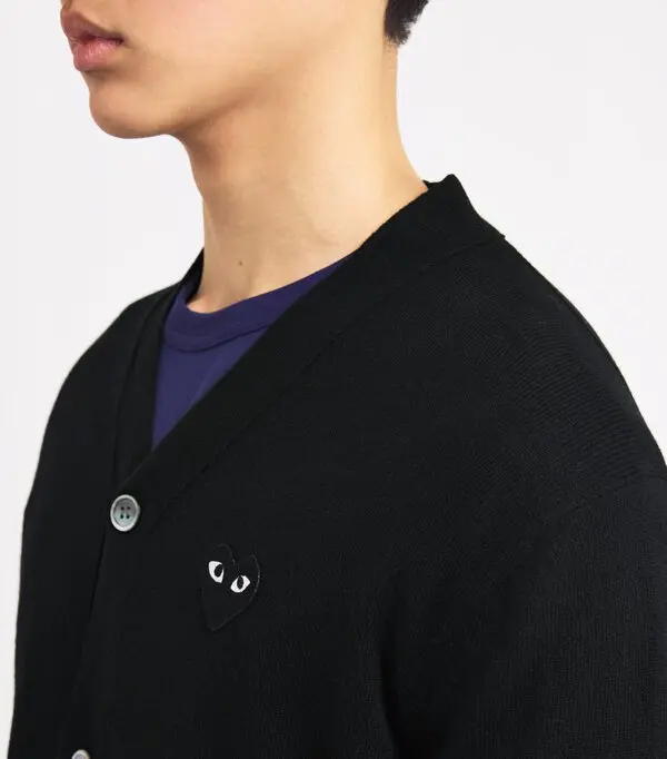 Play Comme Des Garcon Wool Heart Cardigan