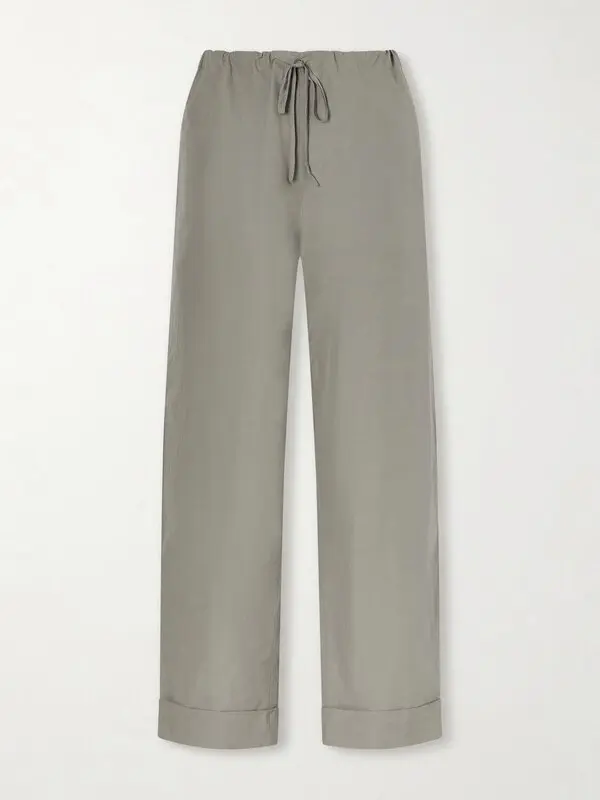 THE ROW Delano Cropped Wide-leg Cotton Trousers - Neutrals