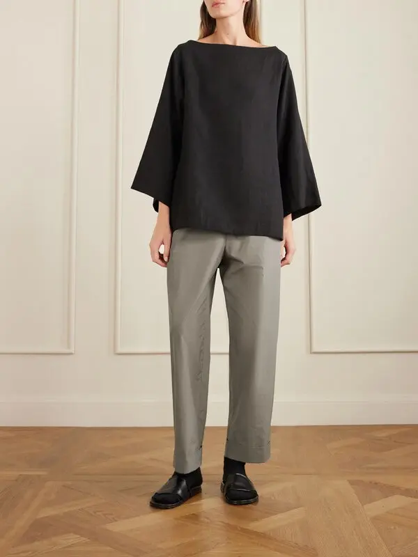 THE ROW Delano Cropped Cotton Wide-leg Pants - Neutrals