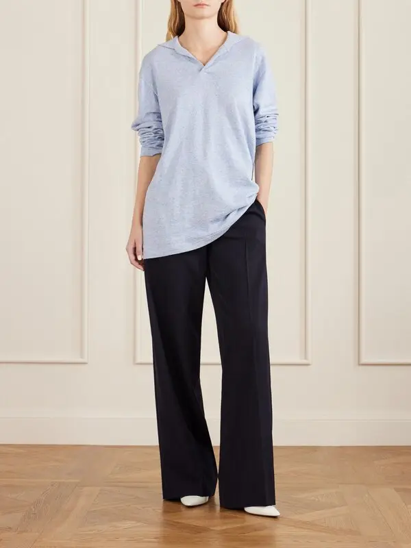 THE ROW Dender Wool Wide-leg Trousers - Blue