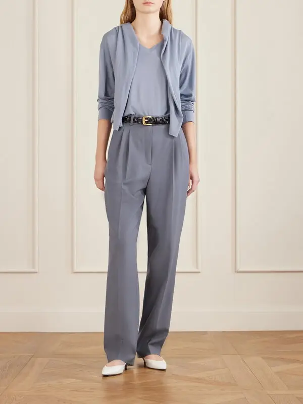 THE ROW Ragnar Pleated Wool Straight-leg Trousers