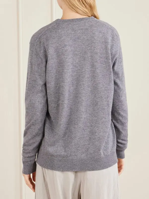 THE ROW Nian Cashmere V-neck Sweater - Gray