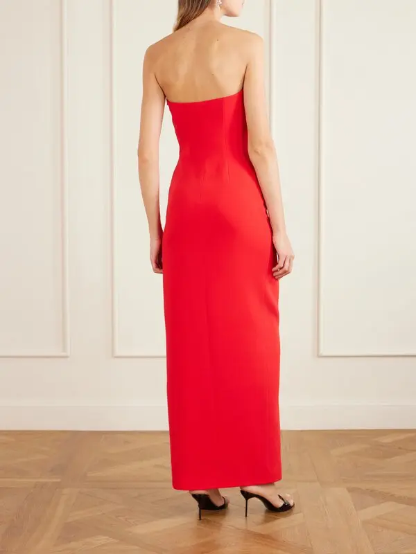 Alessandra Rich Strapless Bow-embellished Cady Gown - Red