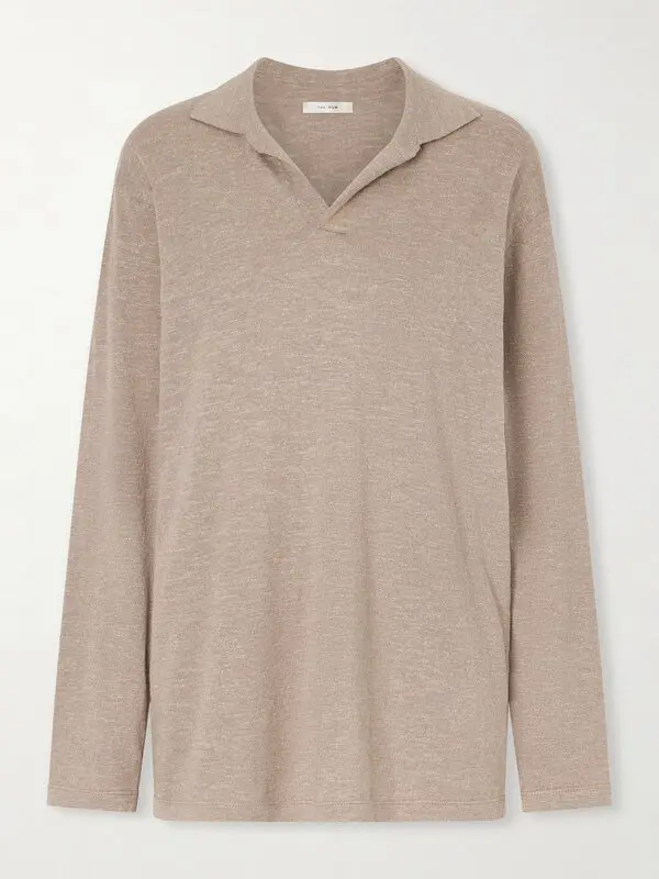 THE ROW Niosa Cotton And Linen-blend Polo Shirt - Neutrals