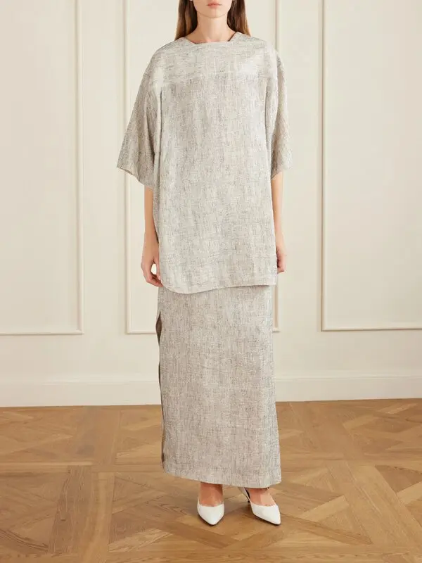 THE ROW Linen And Silk-blend Gauze Midi Skirt