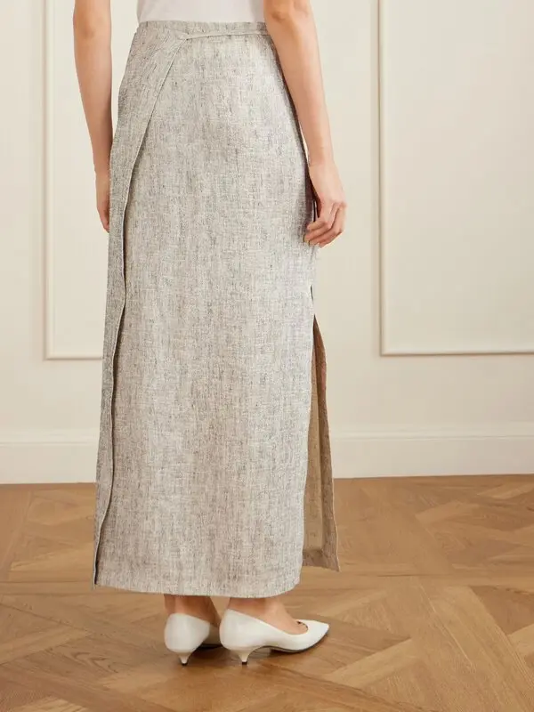 THE ROW Linen And Silk-blend Gauze Midi Skirt