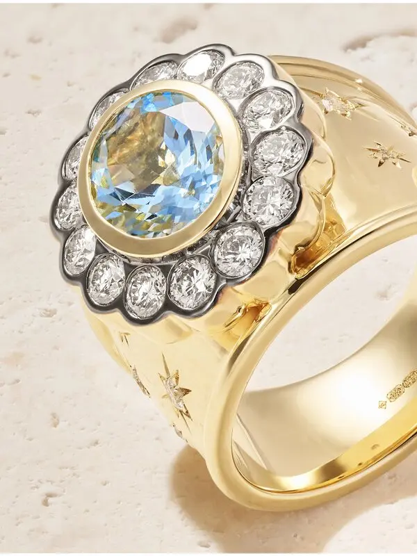 MARLO LAZ 14-karat Gold Aquamarine And Diamond Ring