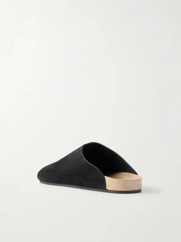 THE ROW Hudson Suede Flats - Black