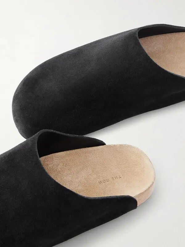 THE ROW Hudson Suede Flats - Black