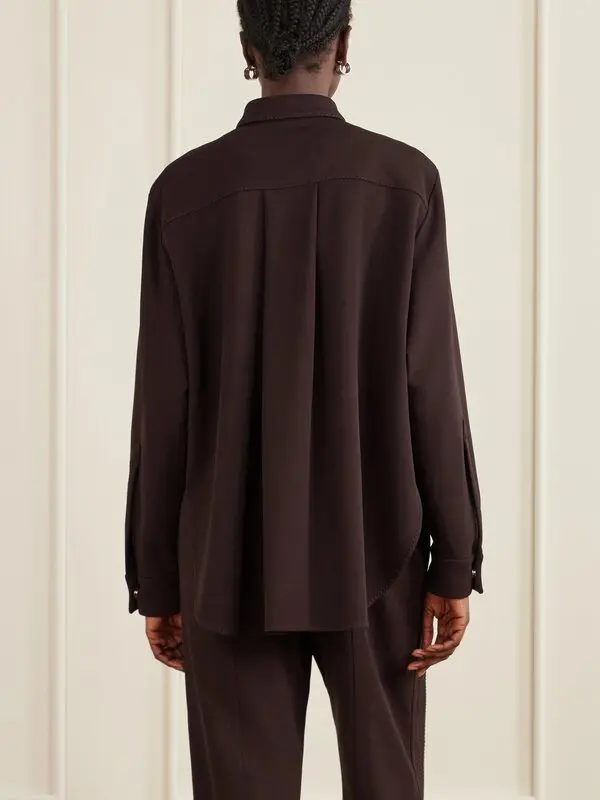 Another Tomorrow Stretch-jersey Blouse With Curved Hem