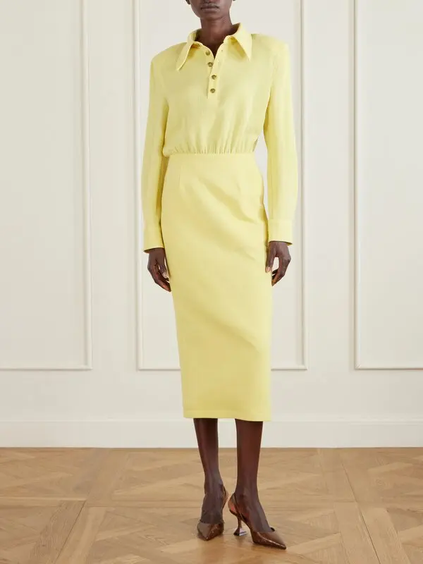 WILLY CHAVARRIA Wool Midi Shirt Dress - Yellow