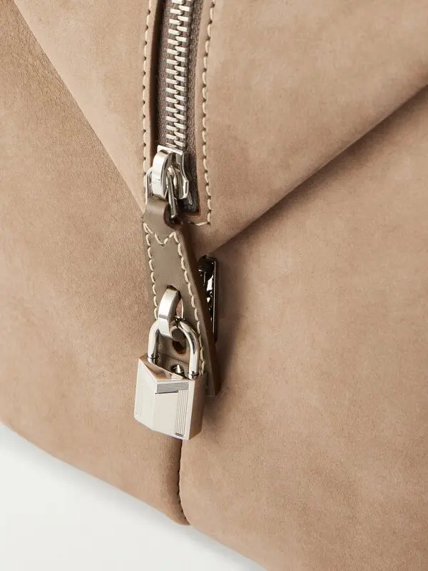 Max Mara Leather-trimmed Nubuck Tote
