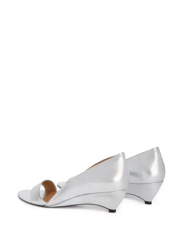 JIL SANDER Tone Leather Heeled Sandals - Silver