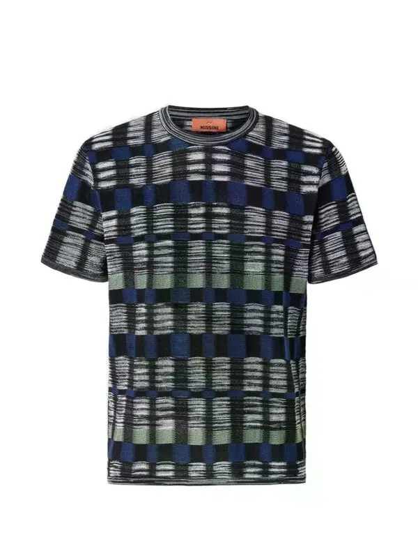 Missoni Crew-neck Cotton T-shirt With Check Pattern