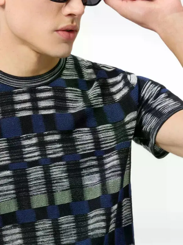 Missoni Crew-neck Cotton T-shirt With Check Pattern