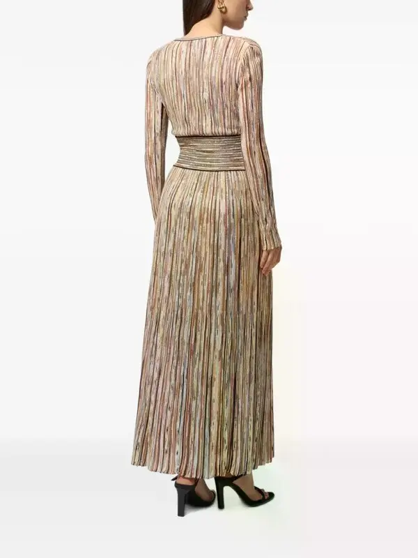 Missoni V-neck Long Sleeve Midi Striped Dress