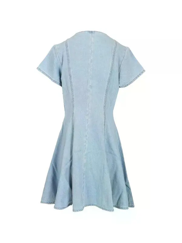 7 For All Mankind Puff Sleeve V-neck Denim Mini Dress
