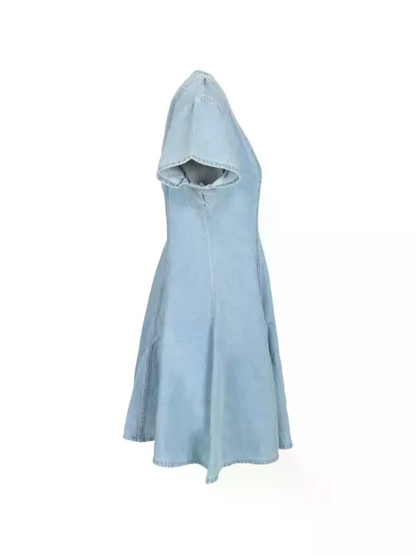 7 For All Mankind Puff Sleeve V-neck Denim Mini Dress