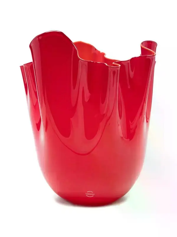 VENINI Fazzolett Ruffled Vase - Red