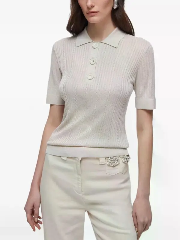Liu Jo Half-button Polo Top With Lurex Inserts
