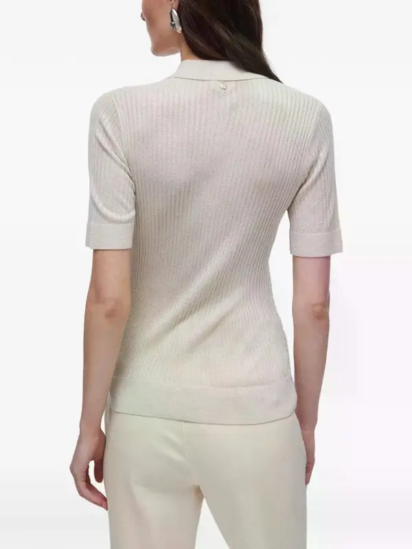 Liu Jo Half-button Polo Top With Lurex Inserts