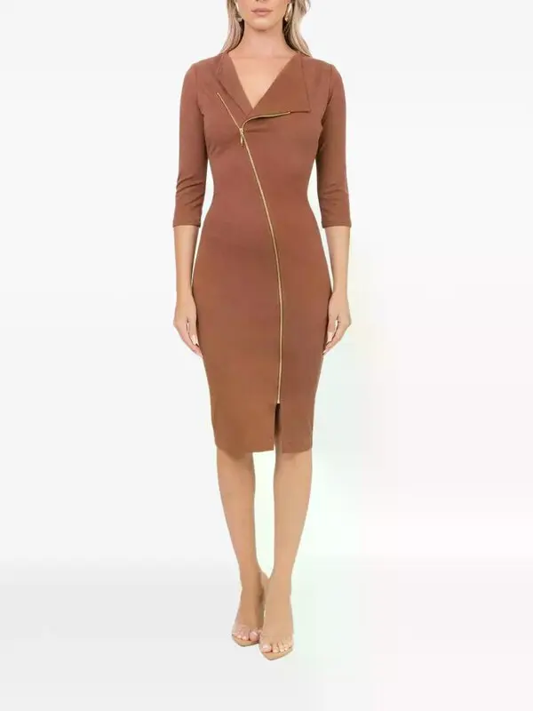 ROSERRY Zip-fastening Midi Dress - Brown