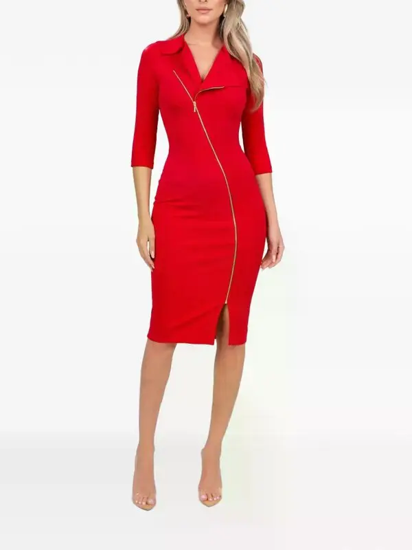 ROSERRY Zip-fastening Midi Dress With Slit Detail - Red