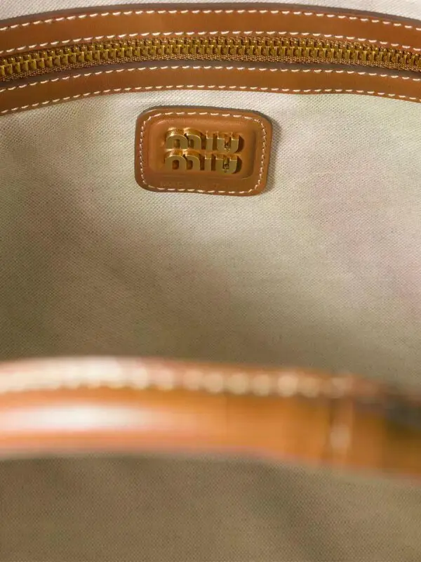 Miu Miu Ivy Canvas And Leather Tote Bag