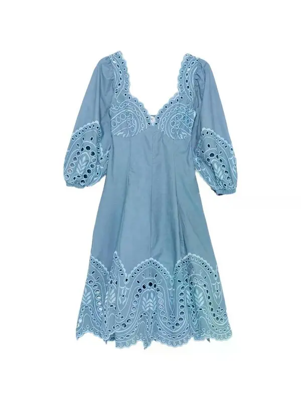 Charo Ruiz Ibiza Corbin Puff-sleeve Midi Dress - Blue
