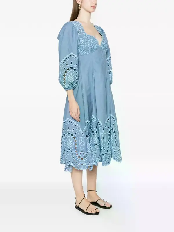 Charo Ruiz Ibiza Corbin Puff-sleeve Midi Dress - Blue