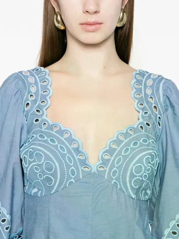 Charo Ruiz Ibiza Corbin Puff-sleeve Midi Dress - Blue