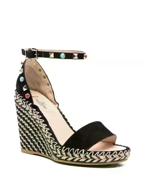 Valentino Garavani Rockstud Double Wedge Sandals