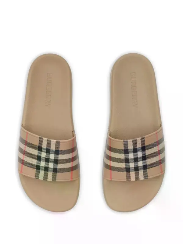 Burberry Checked Slides - Neutrals