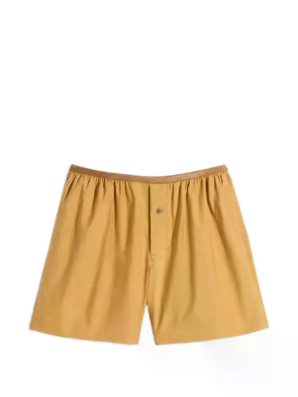 LEMAIRE Lemiare Buttoned Elasticated Shorts In Washed Cotton And Silk - Neutrals