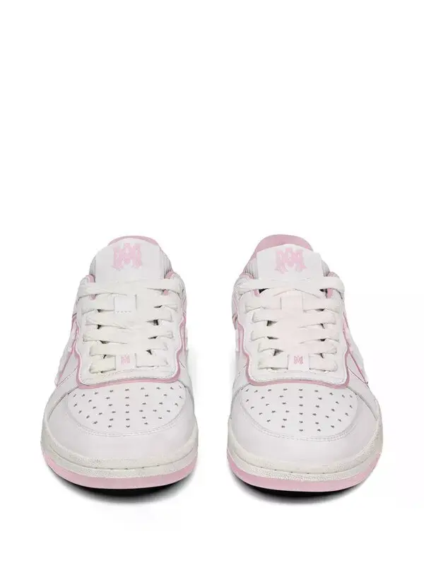 Amiri Newport Distressed Leather Sneakers - White