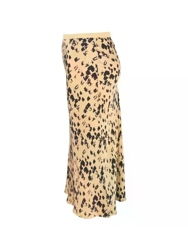 ANINE BING Abstract Leopard Print Silk Midi Skirt