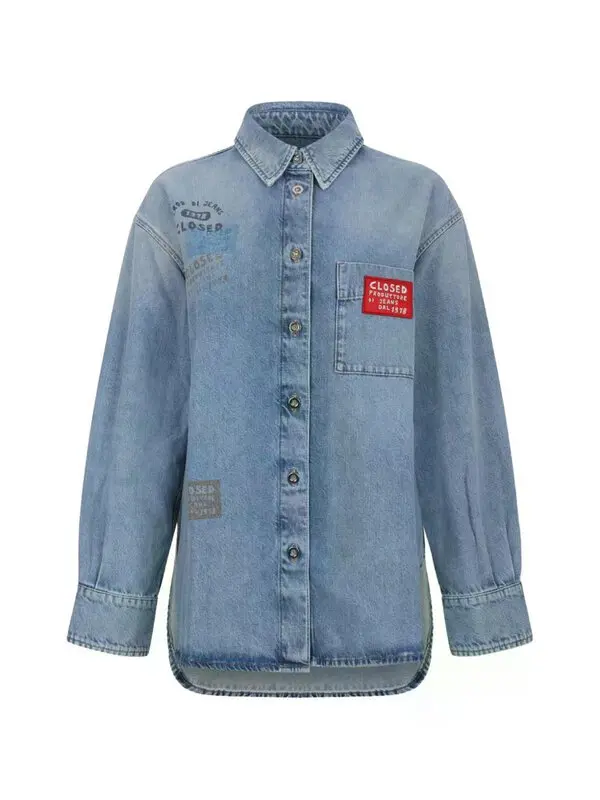 Closed Buttoned Logo-patch Shirt