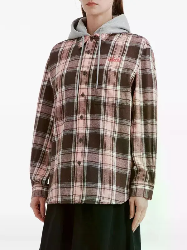 CHOCOOLATE Hooded Checked Jacket - Pink