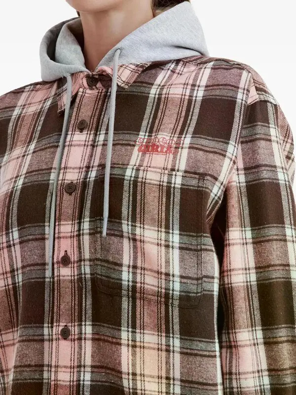 CHOCOOLATE Hooded Checked Jacket - Pink