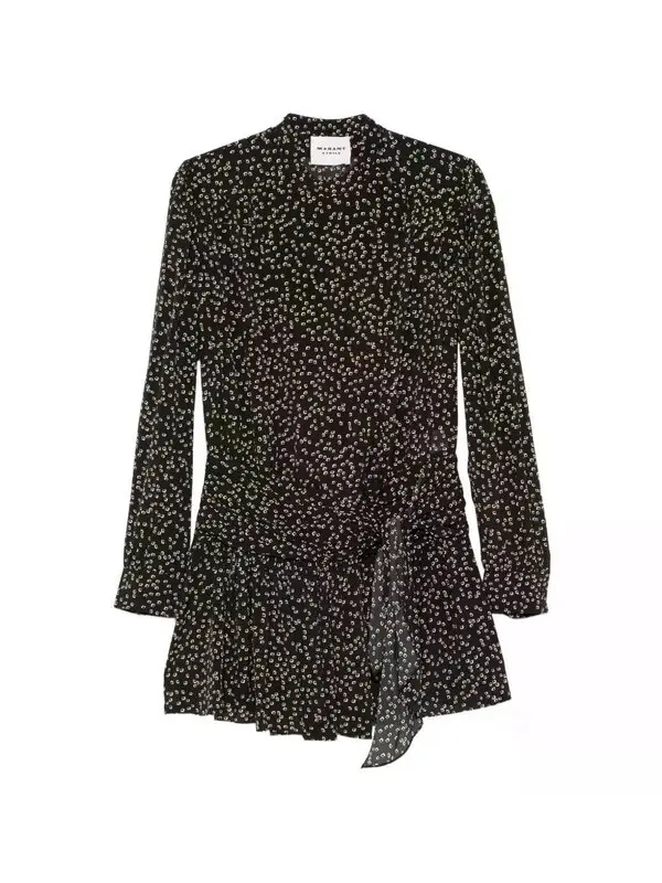 MARANT ETOILE Floral Print Ruched Dress - Black