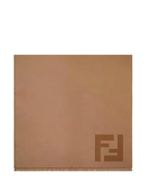 Fendi Logo-detail Fringed Scarf - Brown