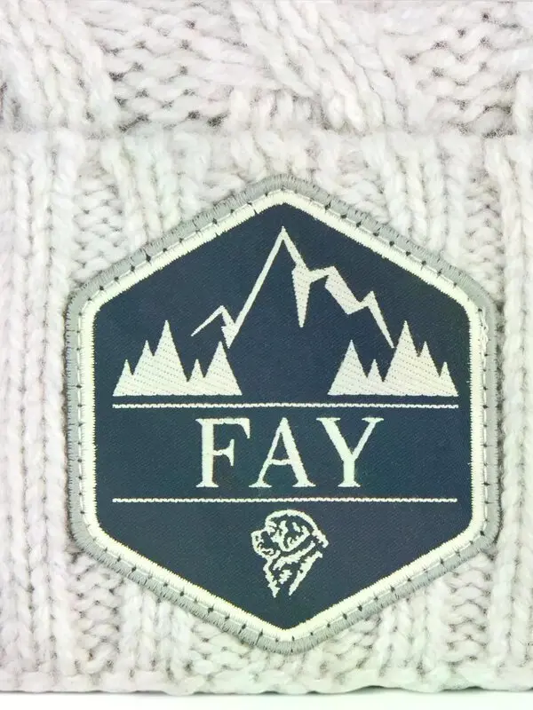 FAY Cable Knit Logo Patch Beanie
