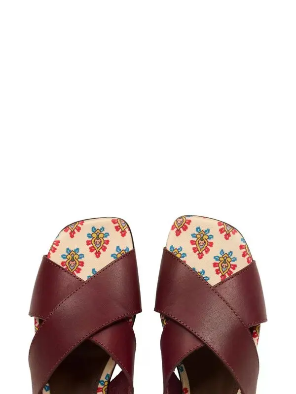 Etro Low Leather Sandals With Crossover Detail - Red