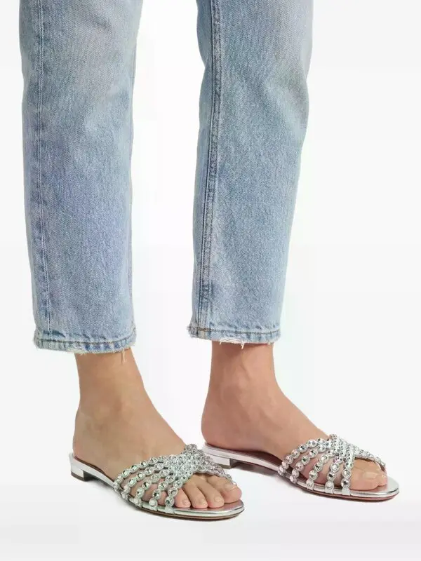 AQUAZZURA Tequila Embellished Sandals - Silver