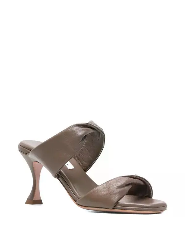AQUAZZURA Knotted Leather Heeled Sandals - Brown