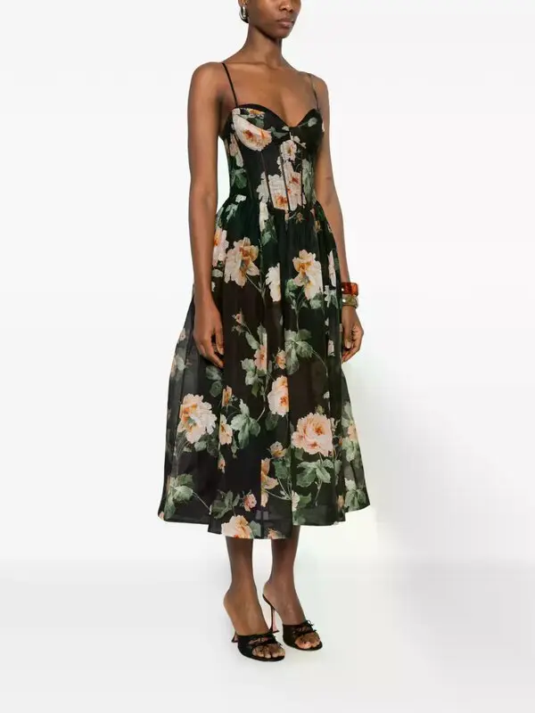 Zimmermann Luna Corset Floral Midi Dress