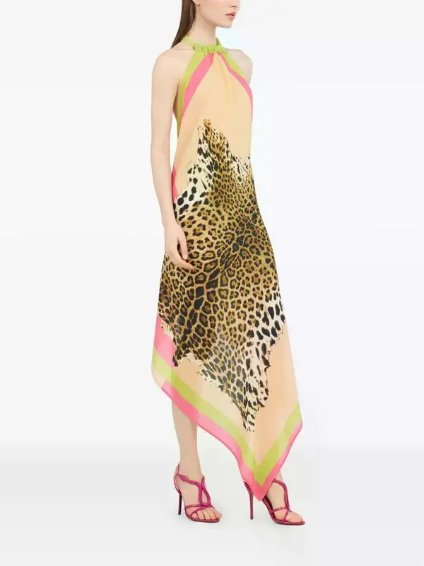 Roberto Cavalli Halterneck Animal-print Dress