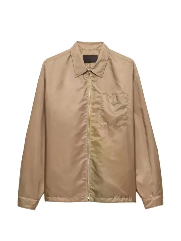 Prada Classic-collar Zipper Shirt - Neutrals