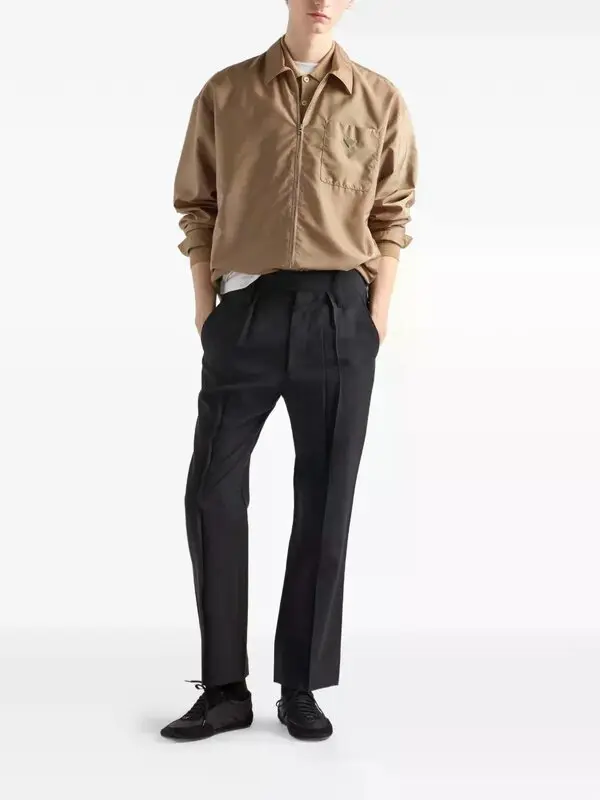 Prada Classic-collar Zipper Shirt - Neutrals