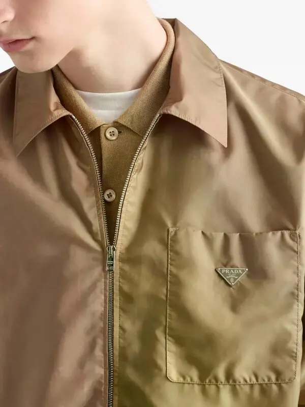 Prada Classic-collar Zipper Shirt - Neutrals